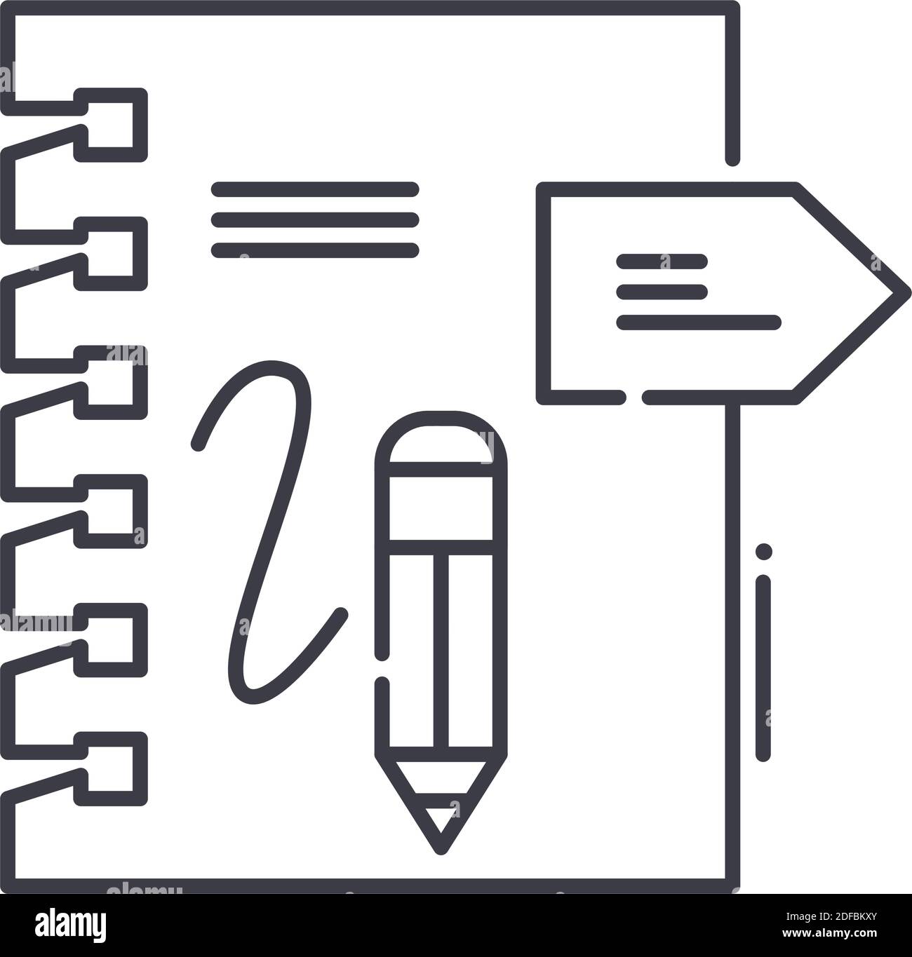 Notes and reports icon, linear isolated illustration, thin line vector ...