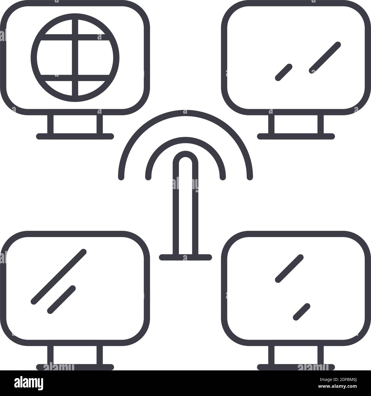 Network Connection Concept Icon Linear Isolated Illustration Thin Line Vector Web Design Sign