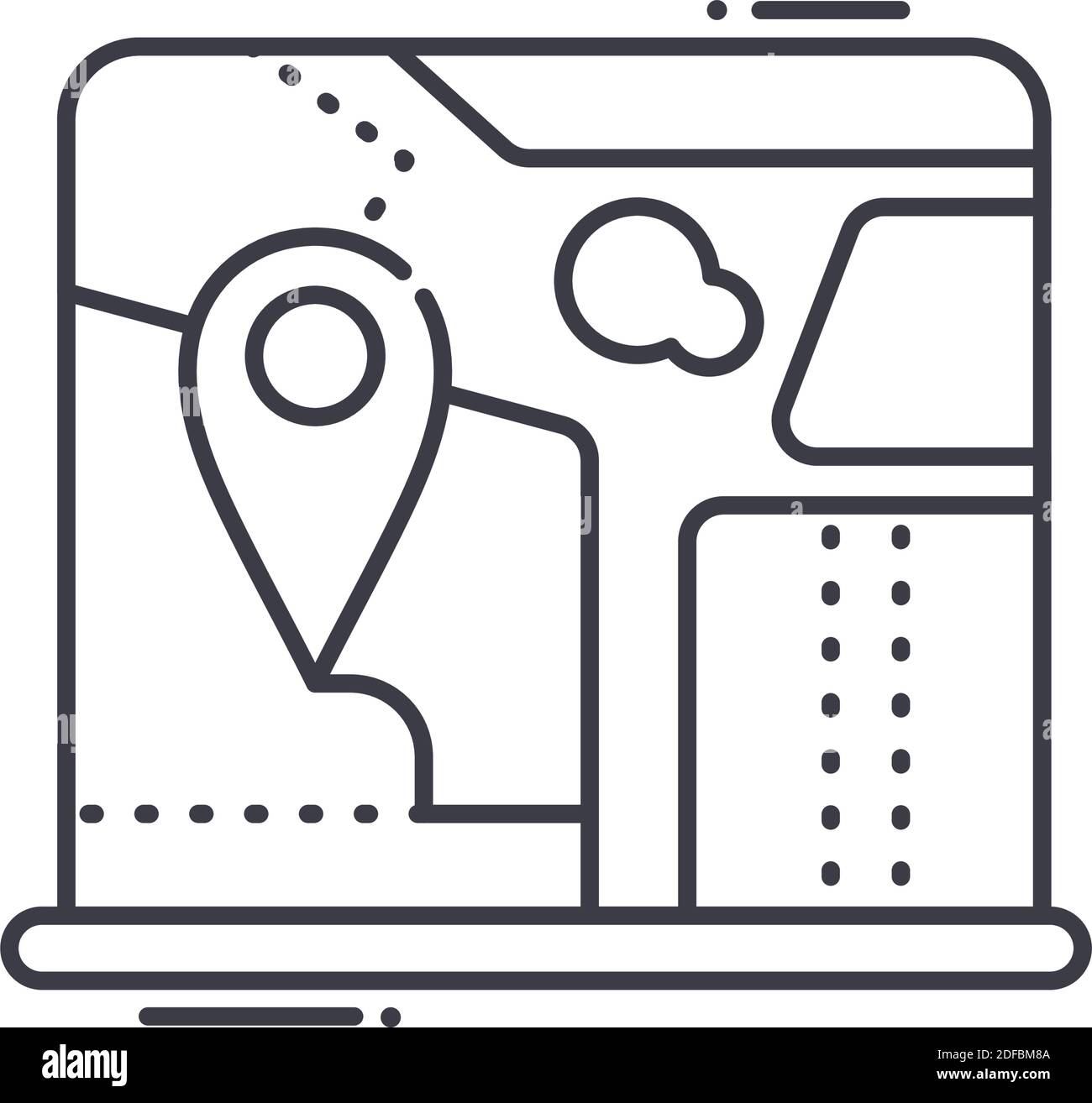 Notebook map icon, linear isolated illustration, thin line vector, web design sign, outline ...