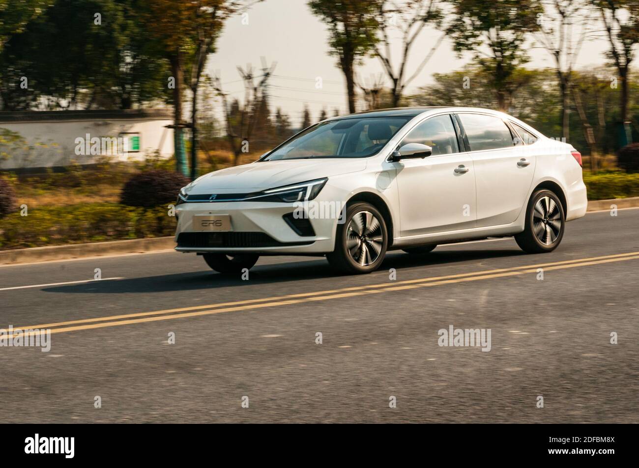 An R ER6 electric car being driven in the Songjiang District of ...
