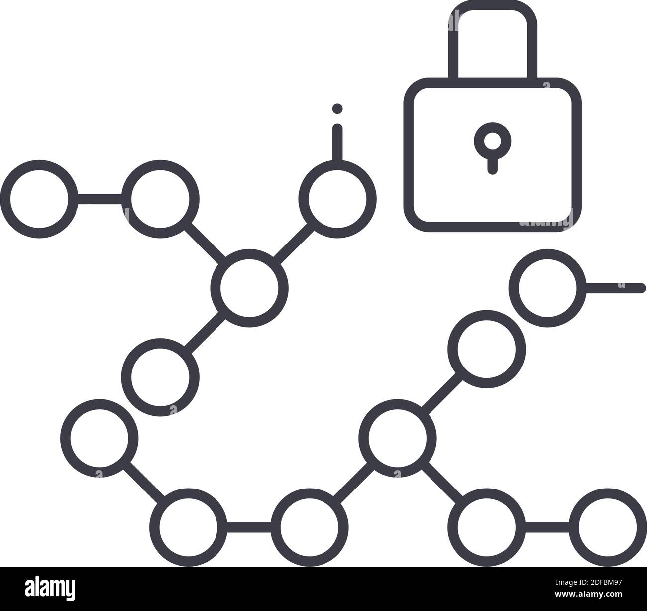 Network security system icon, linear isolated illustration, thin line ...