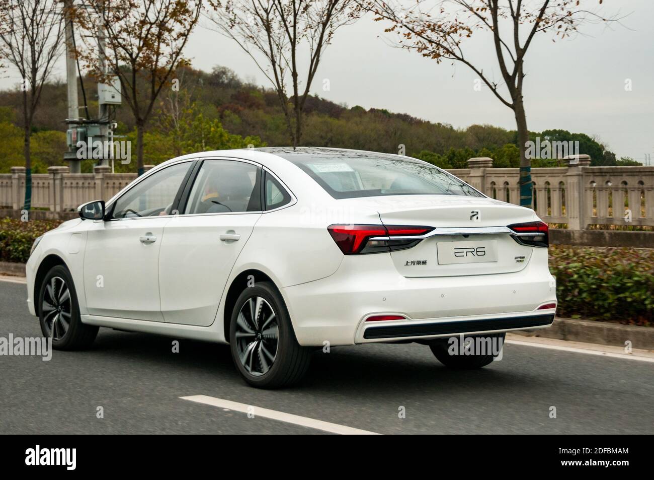 An R ER6 electric car being driven in the Songjiang District of ...