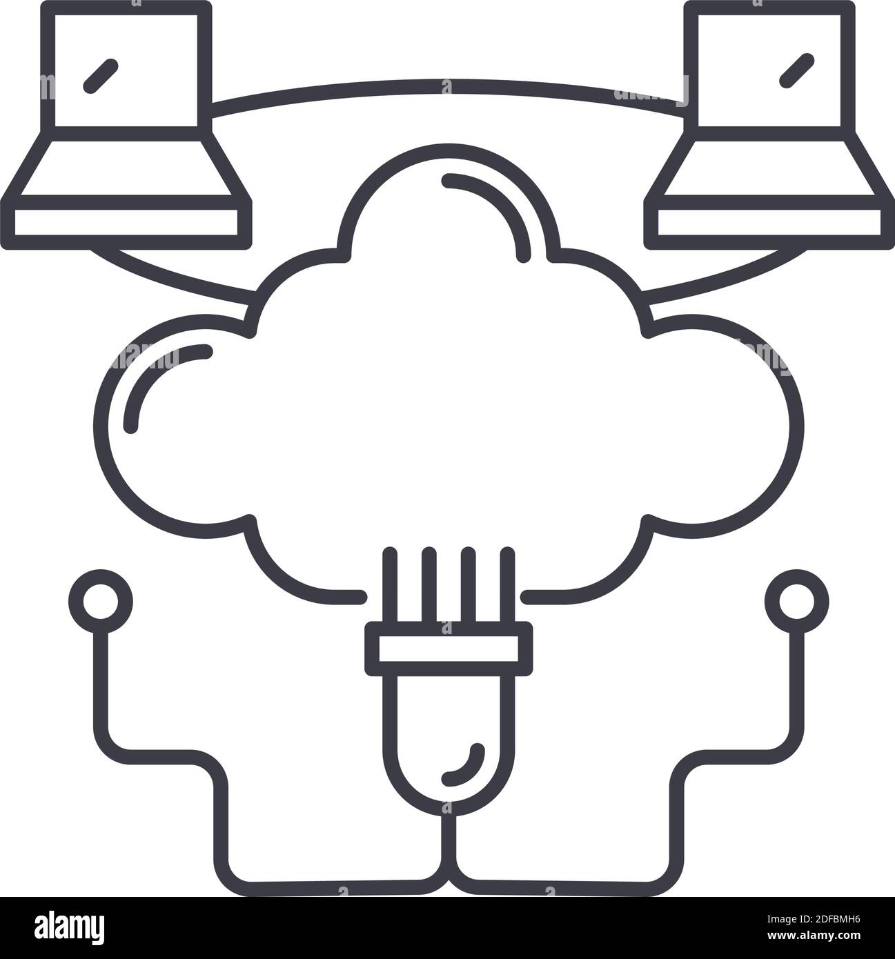 Network communication icon, linear isolated illustration, thin line ...