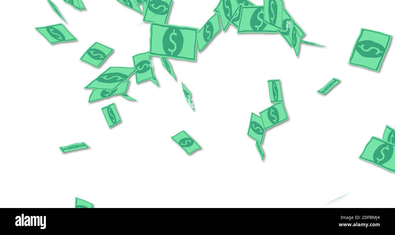 Dollar falling on white background Stock Photo - Alamy