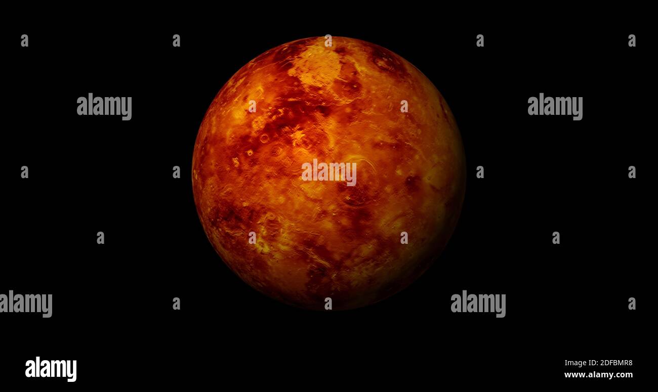 planet Venus spinning and sun rise. front view of Venus planet from ...
