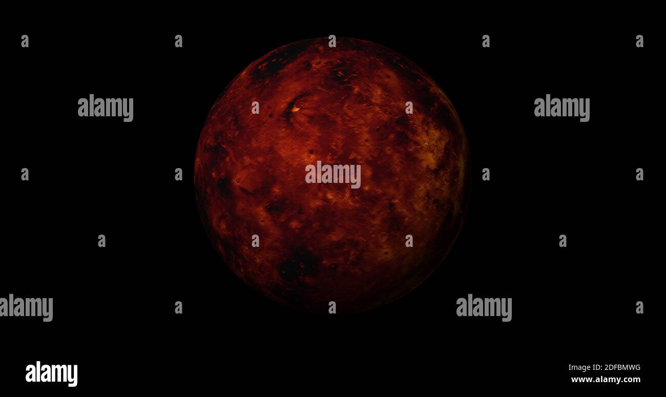 planet Venus spinning and sun rise. front view of Venus planet from ...