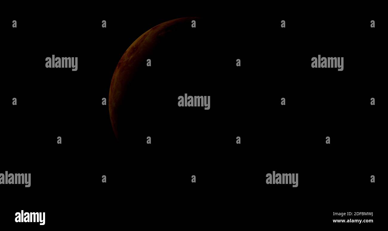 planet Venus spinning and sun rise. front view of Venus planet from ...