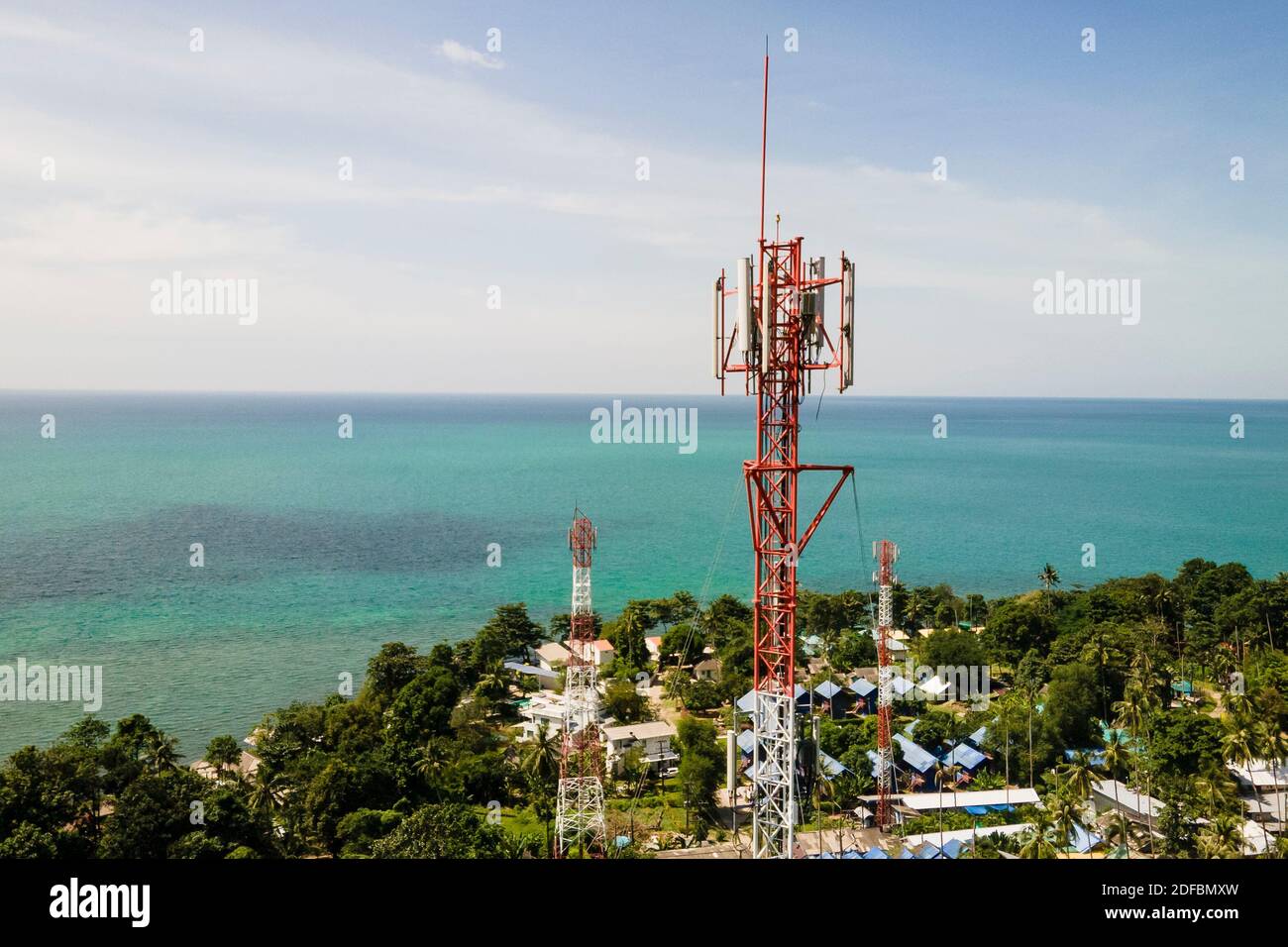 Aerial view of a communications 4G 5G tower mast Stock Photo - Alamy