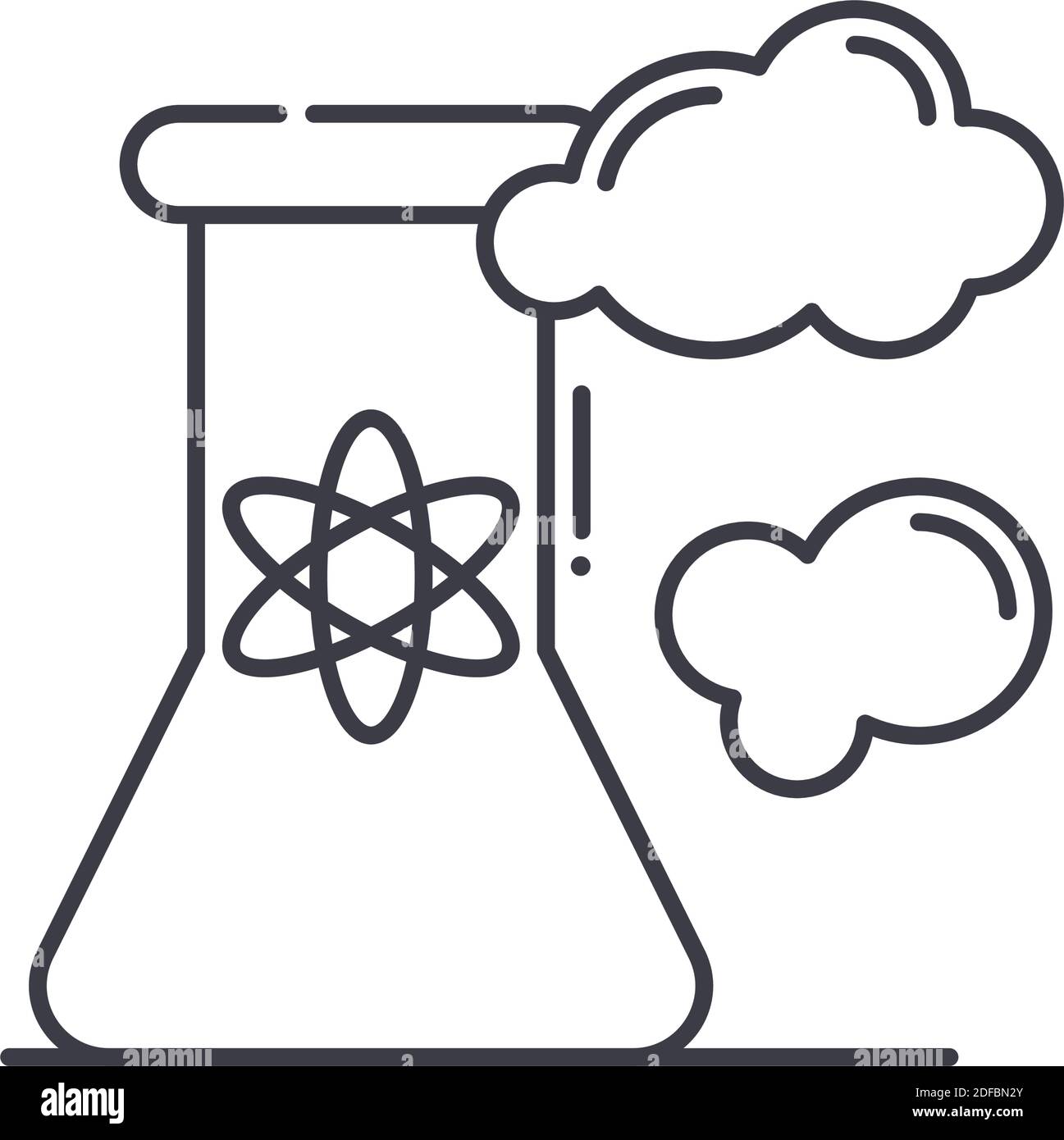 Nuclear energy concept icon, linear isolated illustration, thin line ...