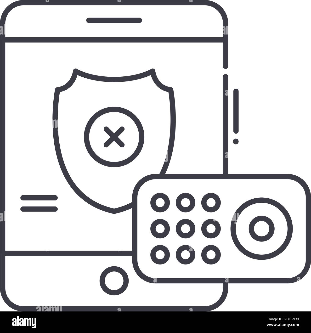 Office security system icon, linear isolated illustration, thin line ...