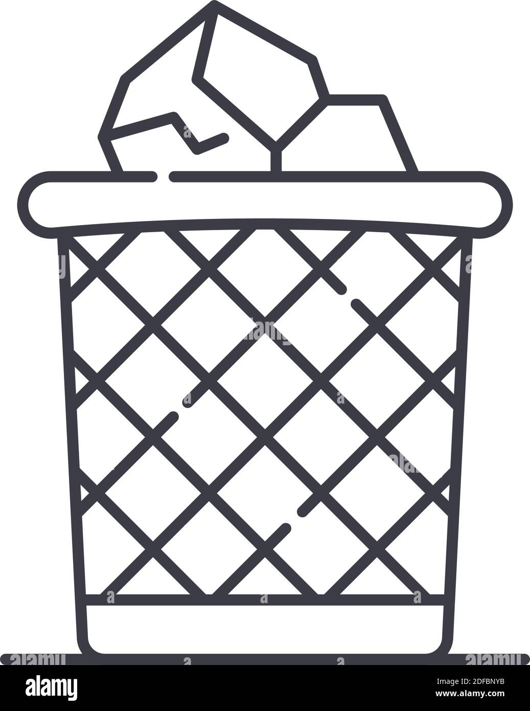 Office dustbin icon, linear isolated illustration, thin line vector ...