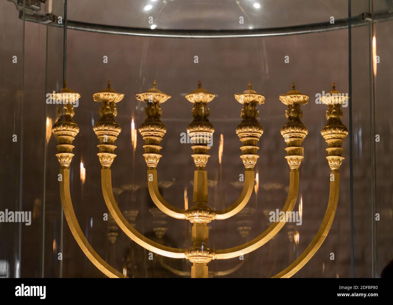 jerusalem, israel. 22-12-2019. The big golden menorah at night. The Old ...