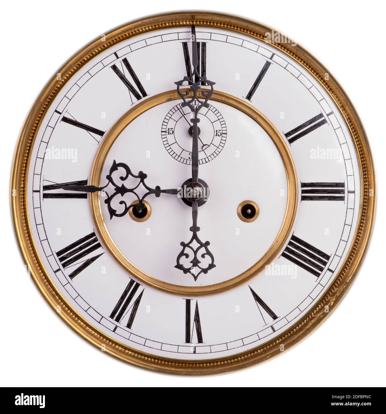 Clock face with roman numeral isolated on white background Stock Photo ...