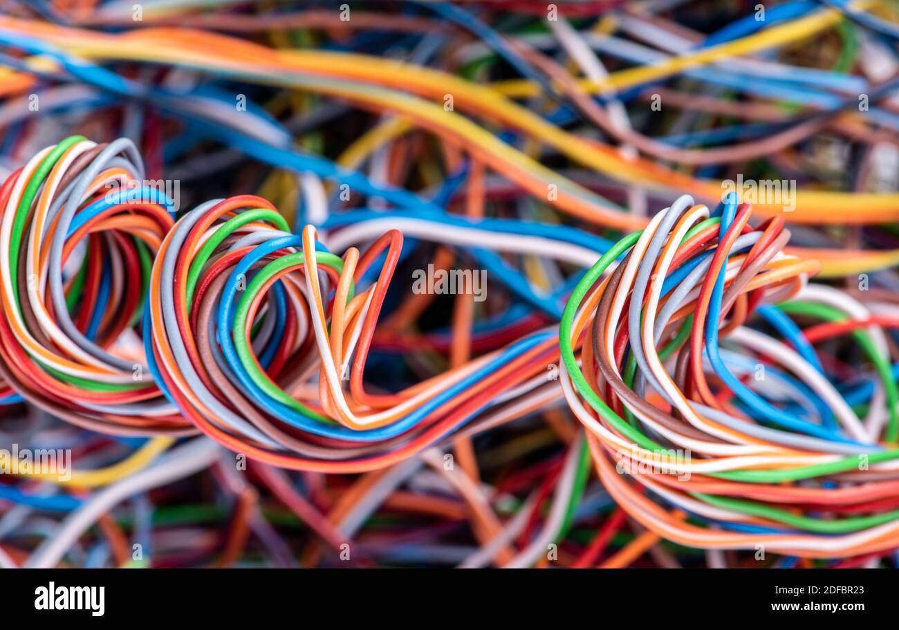 Colored electrical cable and wire Stock Photo - Alamy
