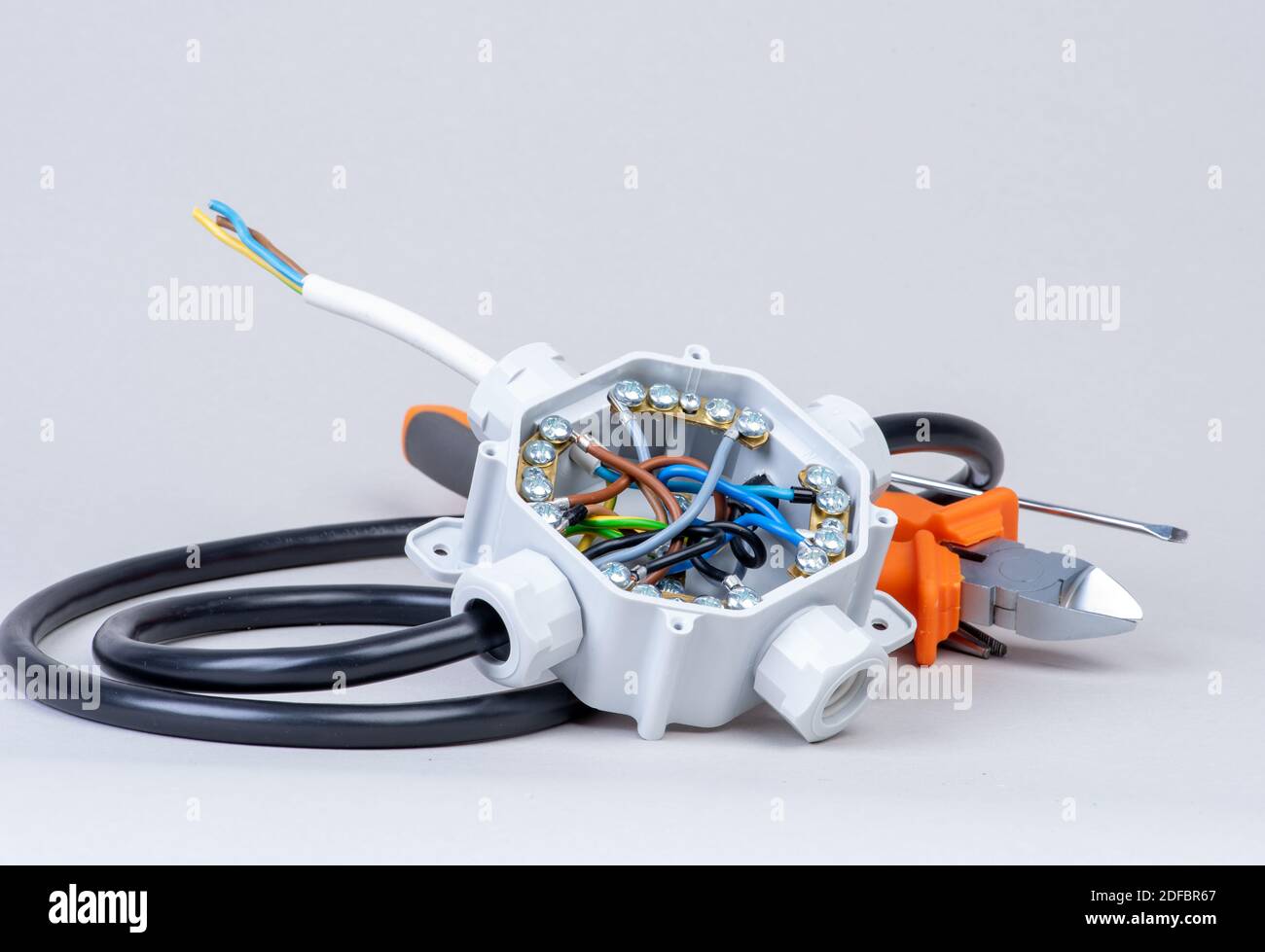 Components for use in electrical installations, junction box, cables ...