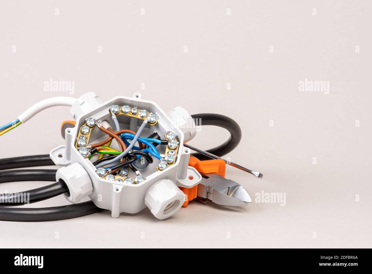 Components for use in electrical installations, junction box, cables ...