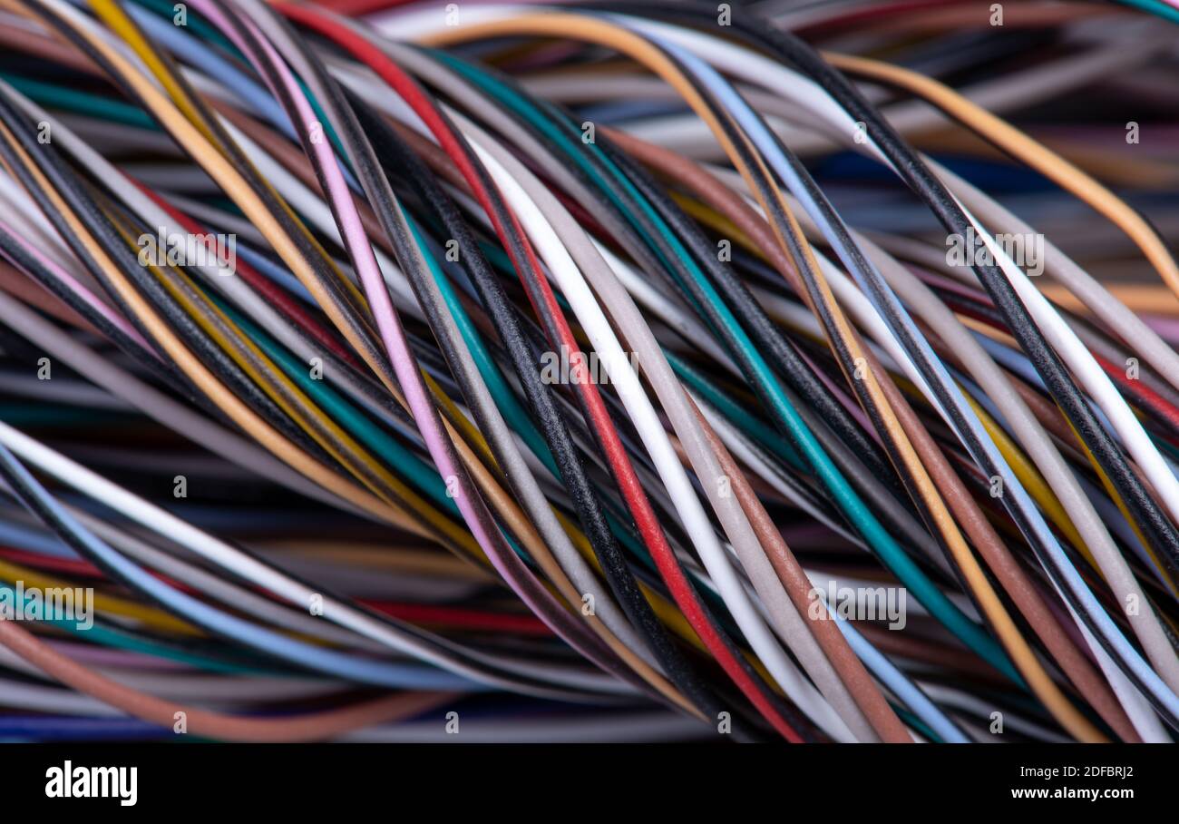 Mixture of electric cables and wires Stock Photo - Alamy