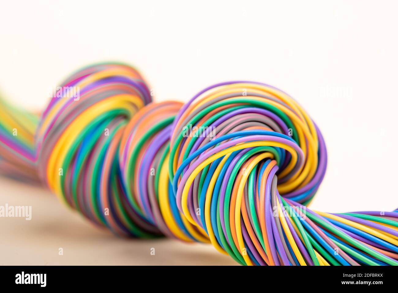 Swirl of colorful electrical cable close-up Stock Photo - Alamy