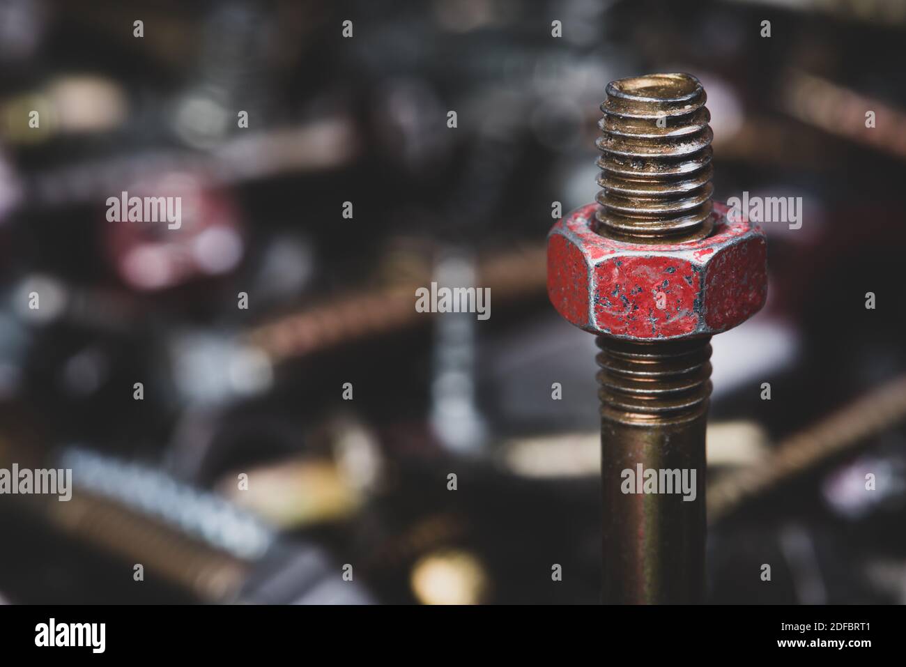 Used steel bolt and nut close-up Stock Photo - Alamy