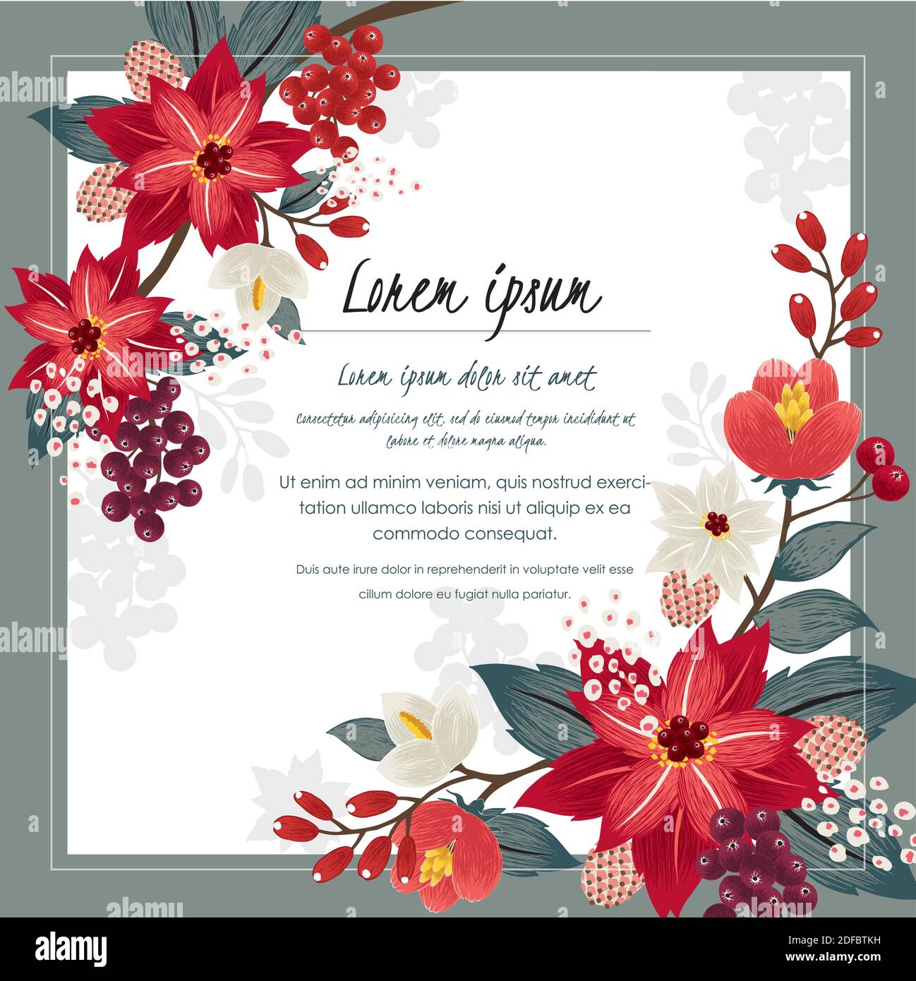 Vector illustration of a floral frame in winter Stock Vector Image ...