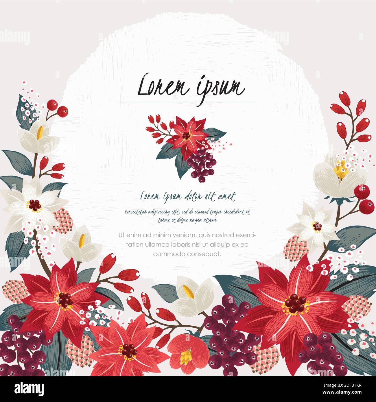 Vector illustration of a floral frame in winter Stock Vector Image ...