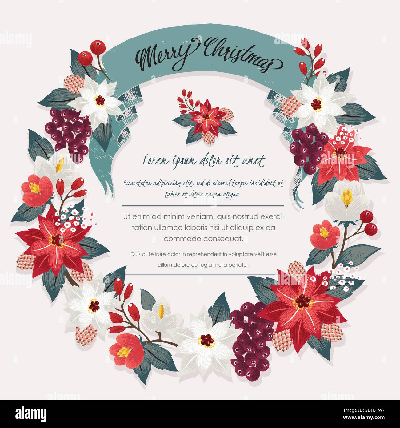 Vector illustration of a floral wreath in winter Stock Vector Image ...