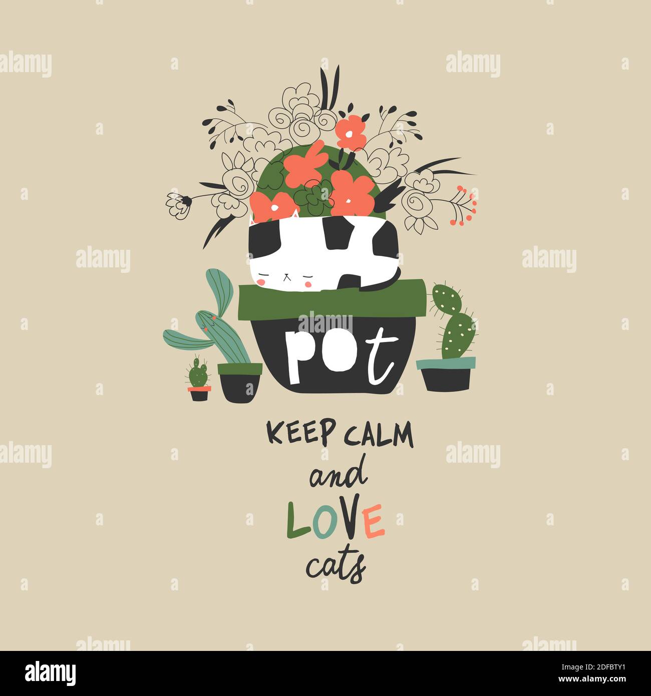 Cat in a plant pot Stock Vector Images - Alamy