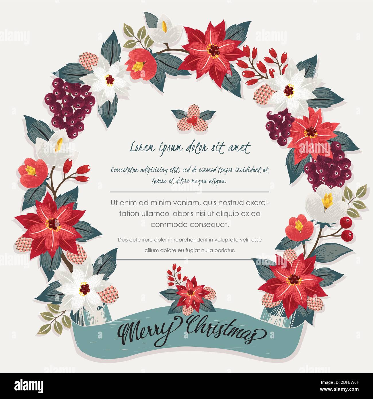 Vector illustration of a floral wreath in winter Stock Vector Image ...