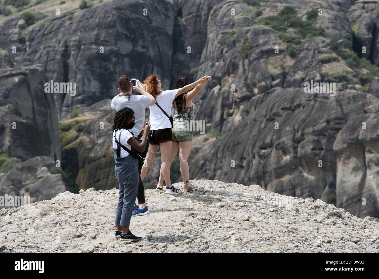 VOLOS, GREECE - Oct 29, 2020: The huge rock pillars were then formed by ...