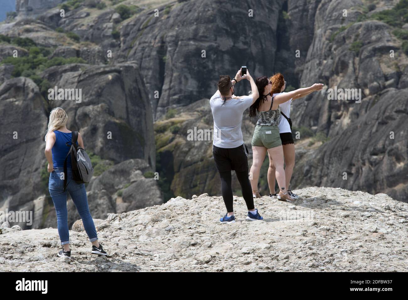 VOLOS, GREECE - Oct 29, 2020: The huge rock pillars were then formed by ...