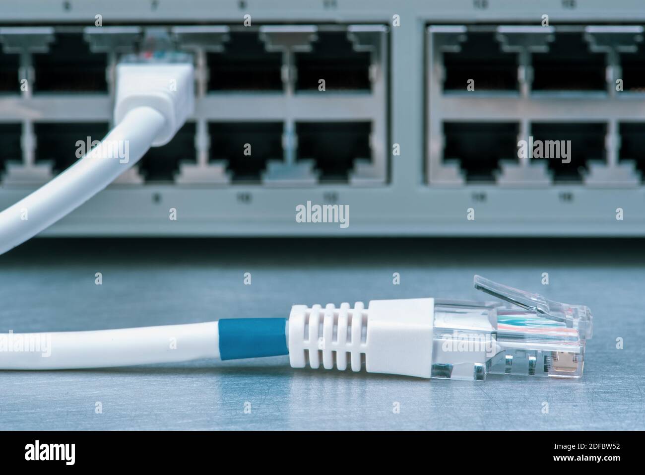 Network Switch And UTP Ethernet Cables Stock Photo - Alamy