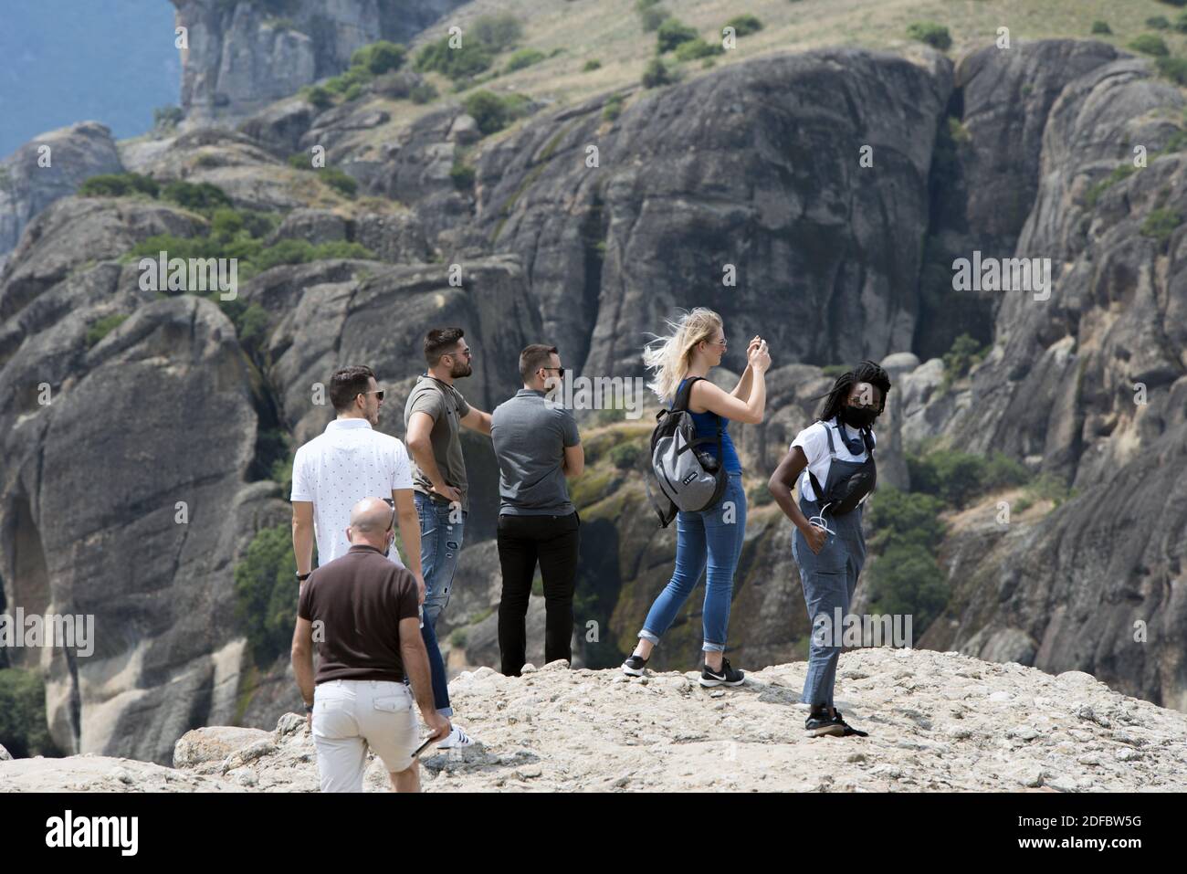 VOLOS, GREECE - Oct 29, 2020: The huge rock pillars were then formed by ...