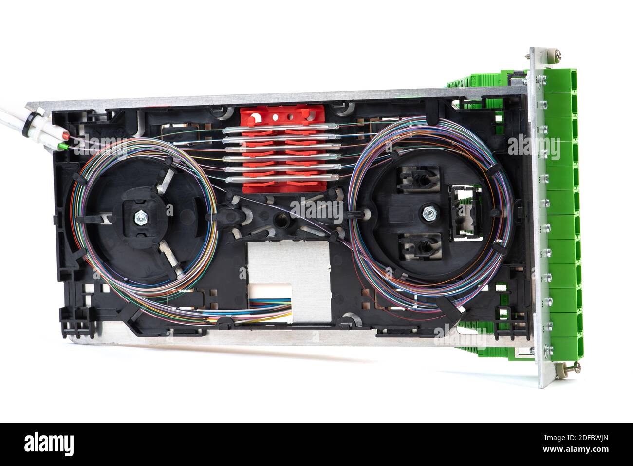 Fiber Optic Distribution Frame with Splice Tray Isolated on White ...