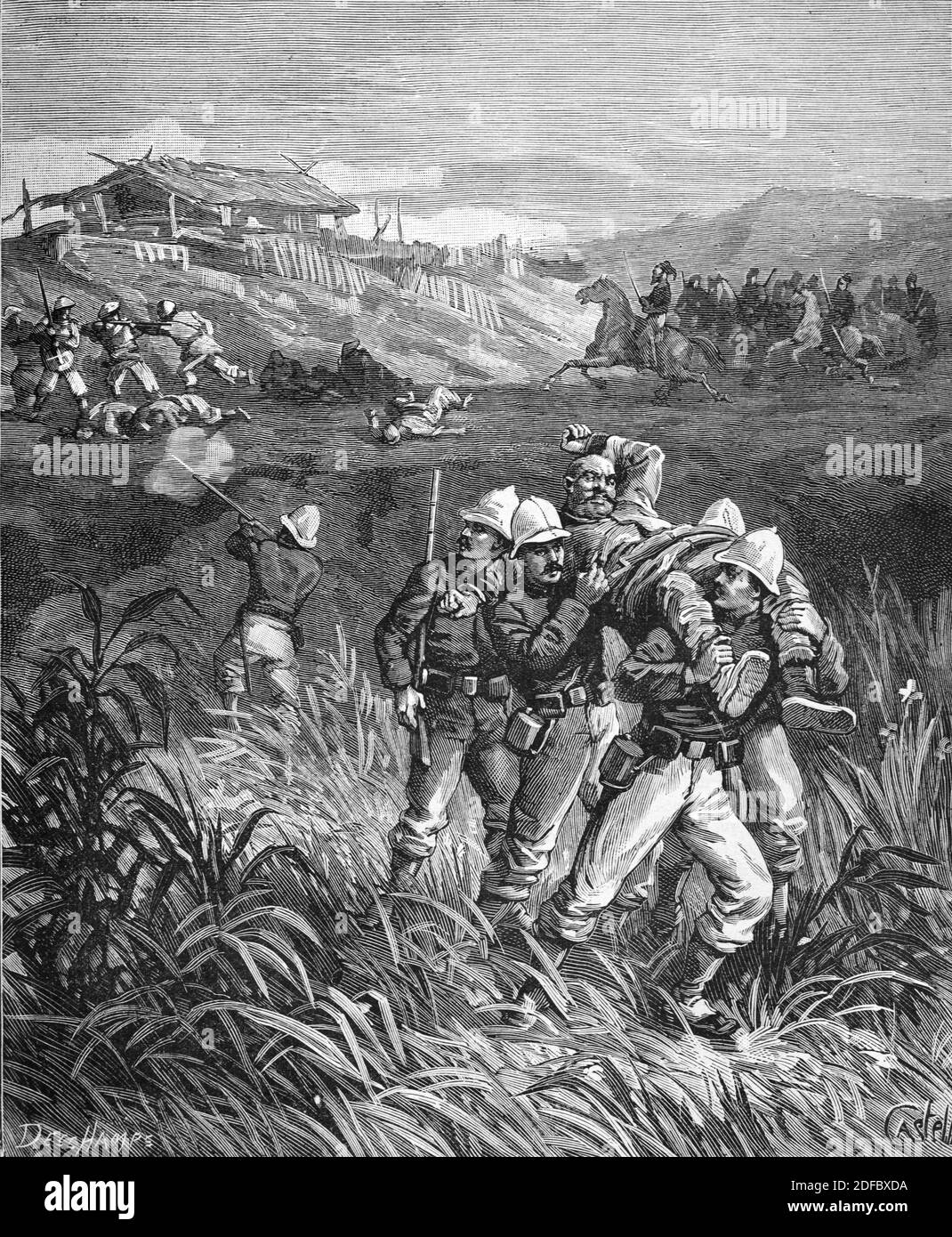 French Suppress Rebellion in Tonkin Vietnam (Engr Castelli 1884 ...