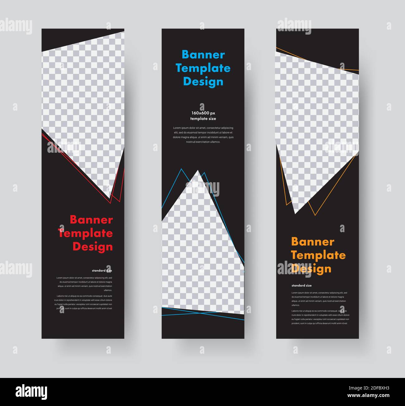 Vector vertical web banners design with triangular elements for photo ...