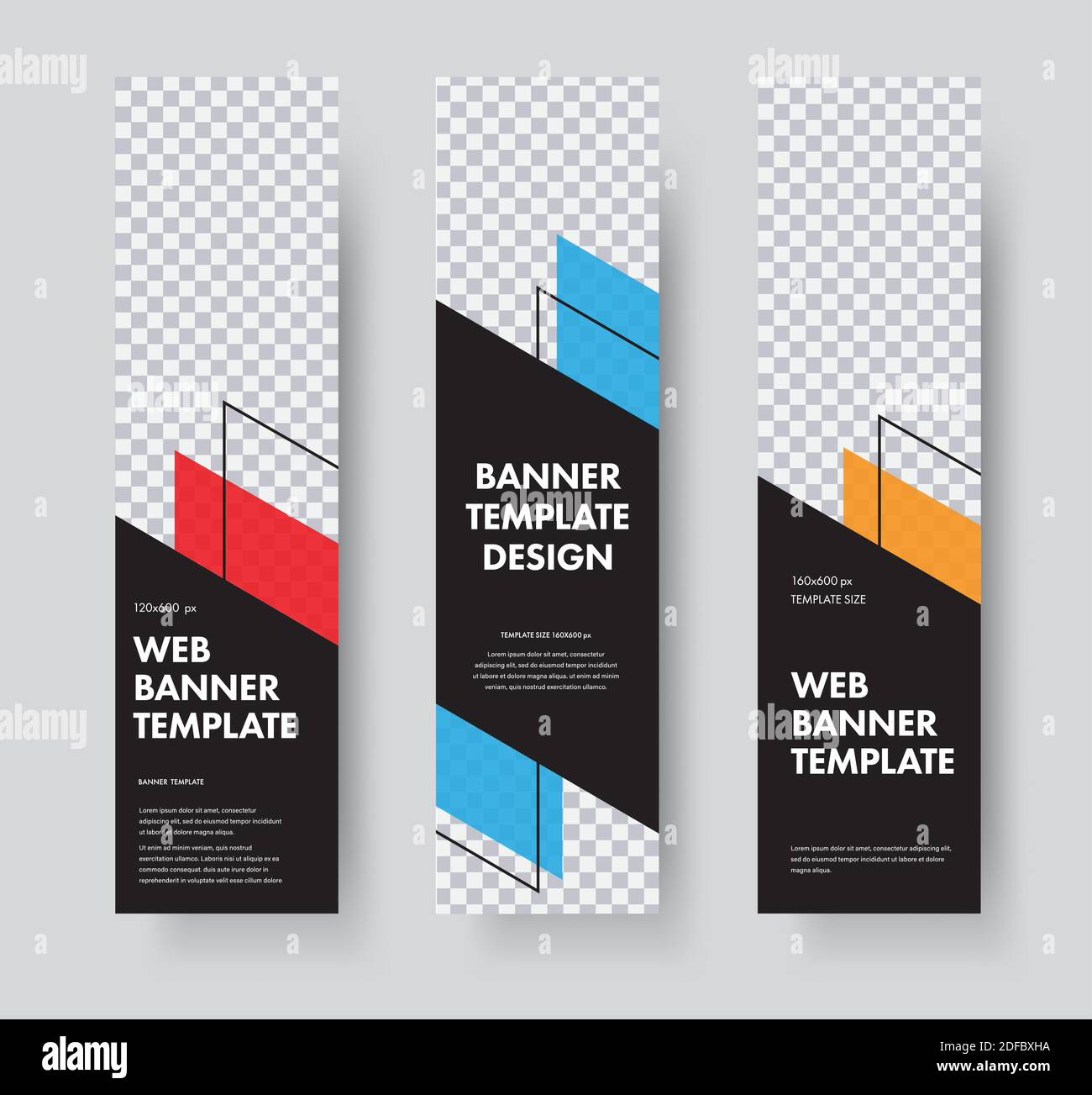 Vector vertical web banner templates with diagonal elements for photo ...