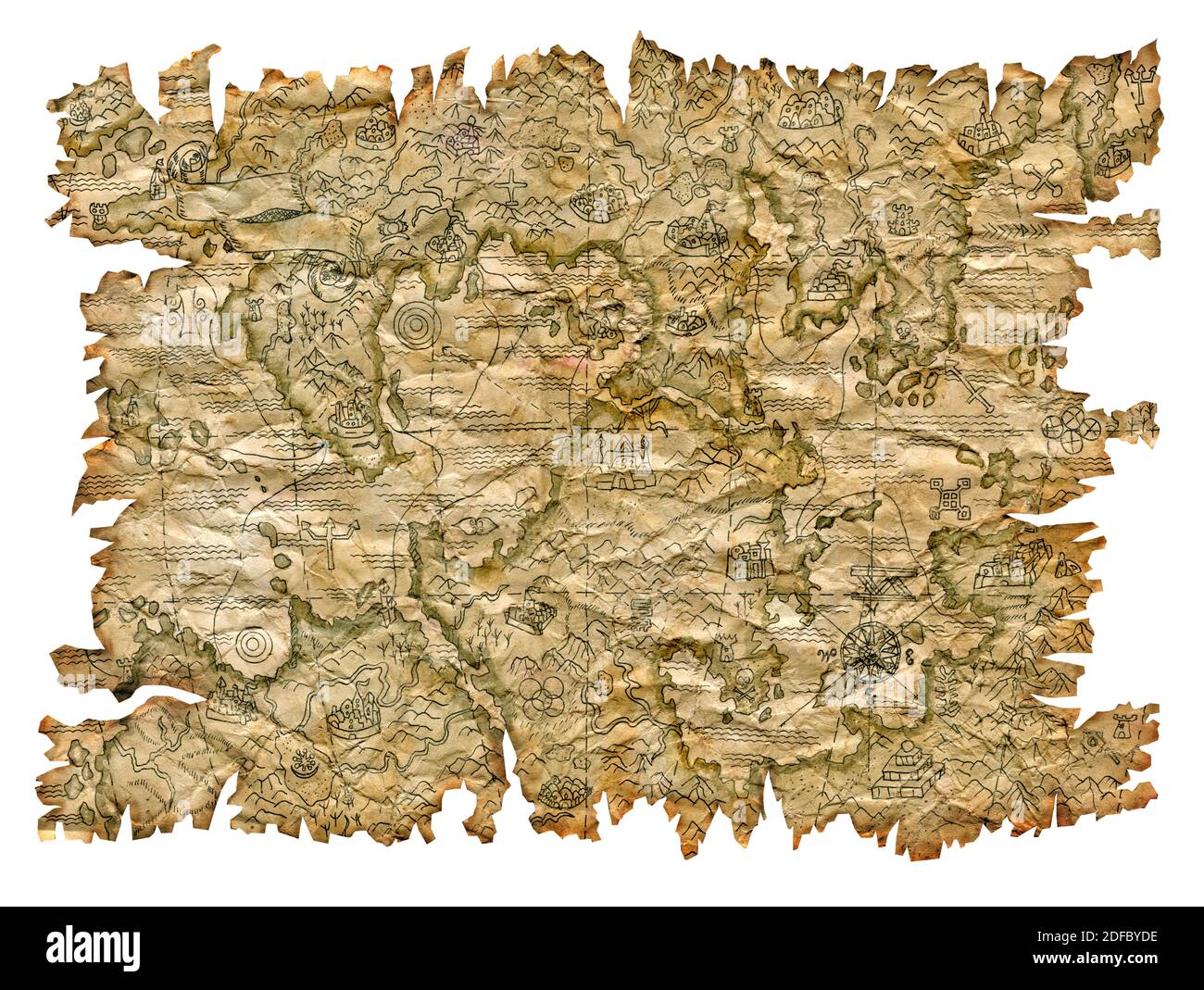 Ancient pirate map with old pirate sailboats, treasure islands ...