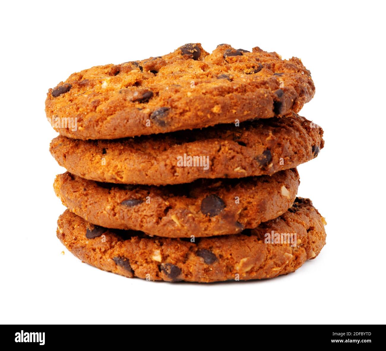 Stack of chocolate chip cookies isolated on white Stock Photo - Alamy
