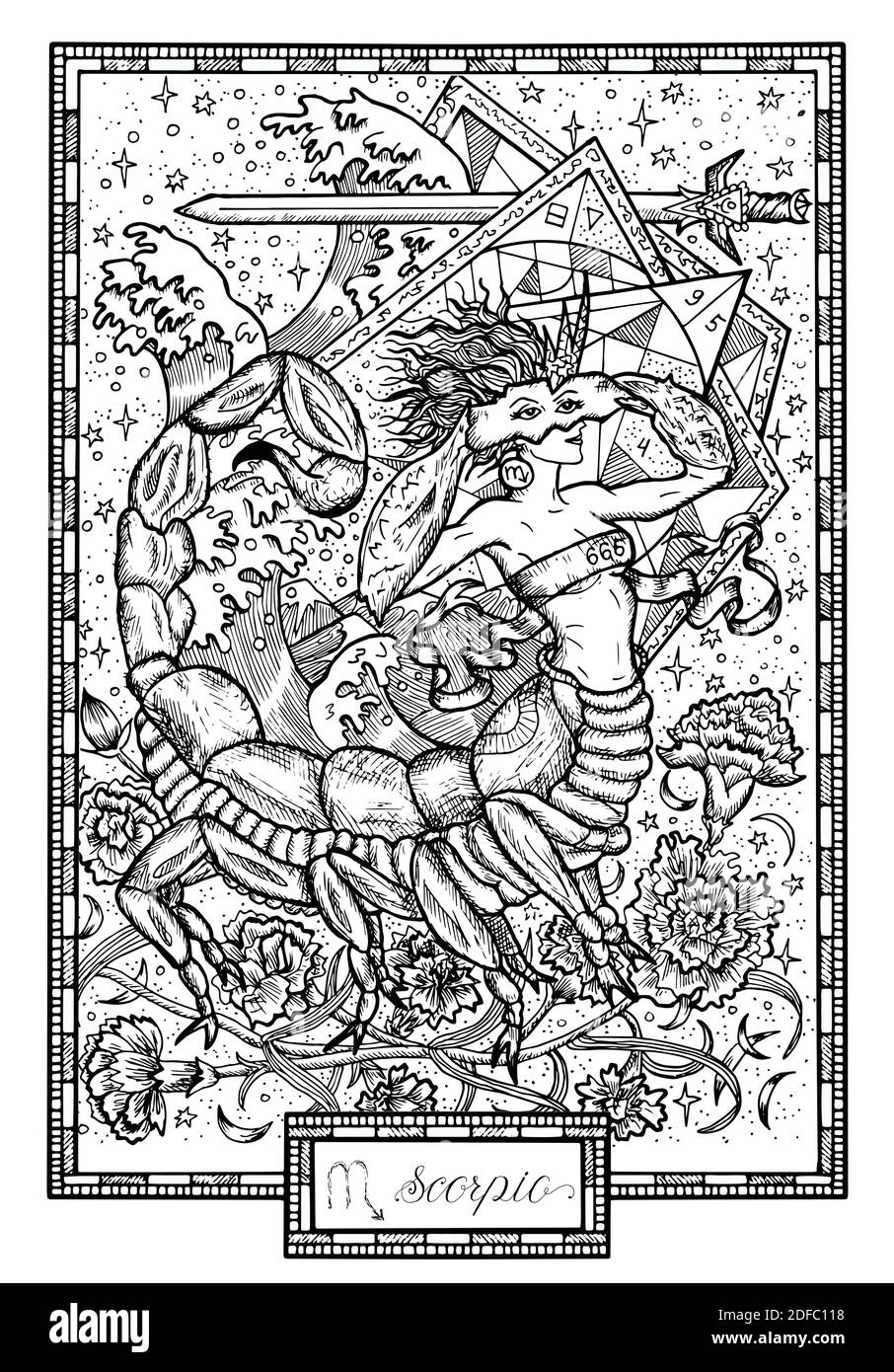 Zodiac sign collection. Hand drawn fantasy graphic vector illustration ...