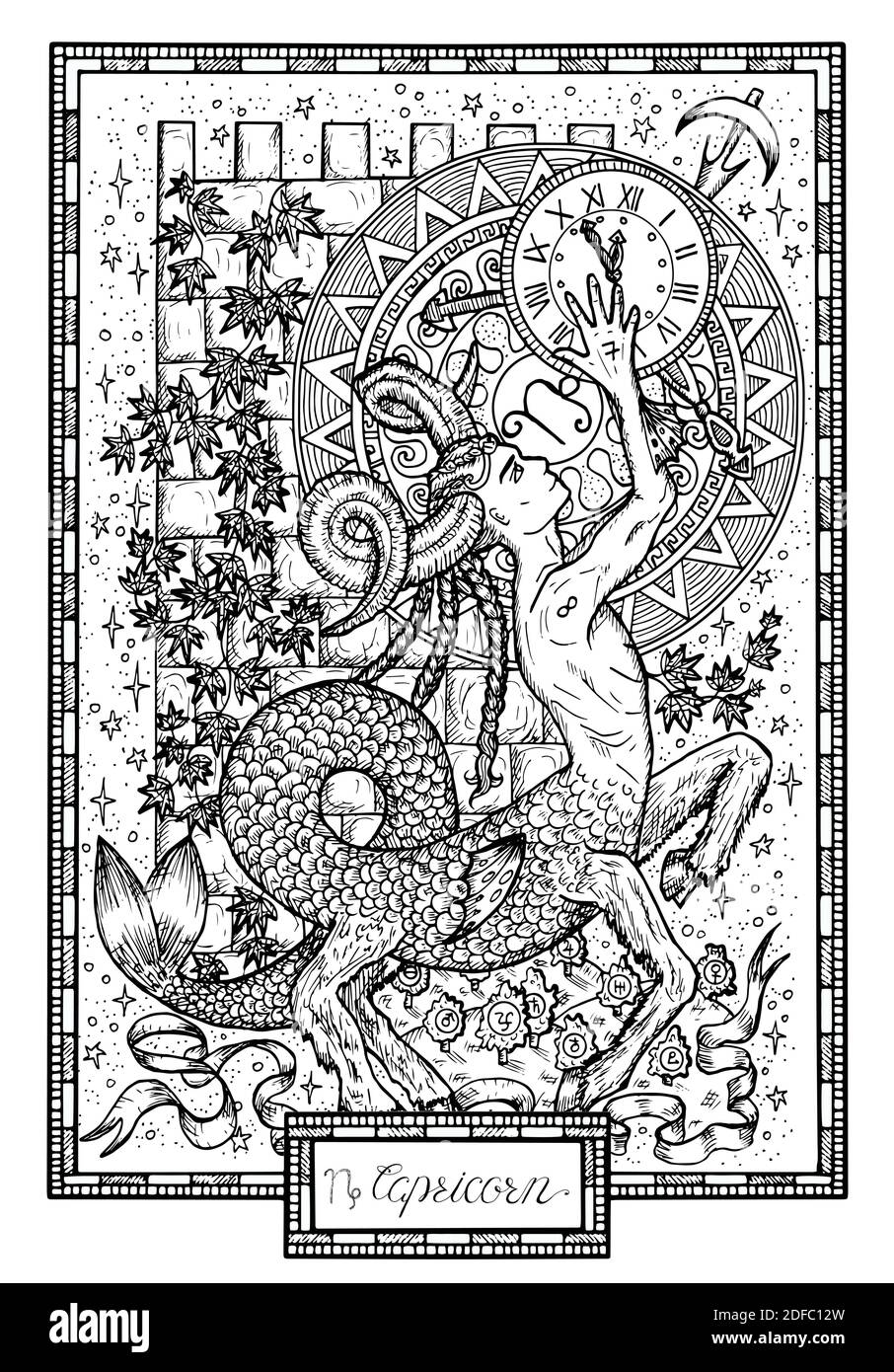 Zodiac sign collection. Hand drawn fantasy graphic vector illustration ...