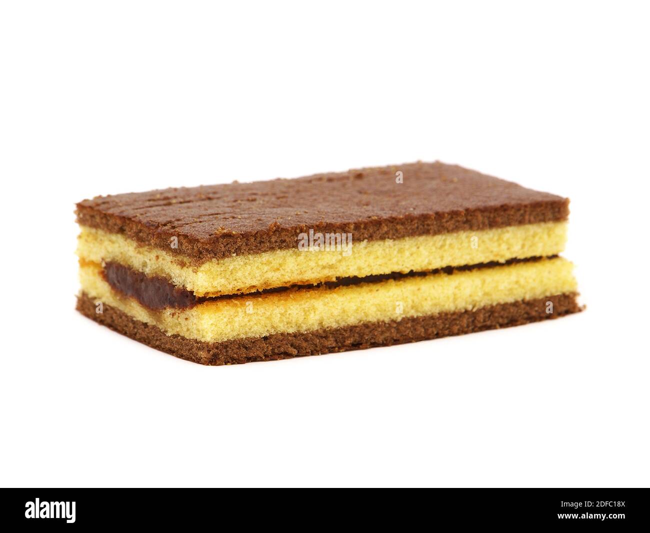 Sponge cake bar with cocoa cream filling isolated on white Stock Photo ...