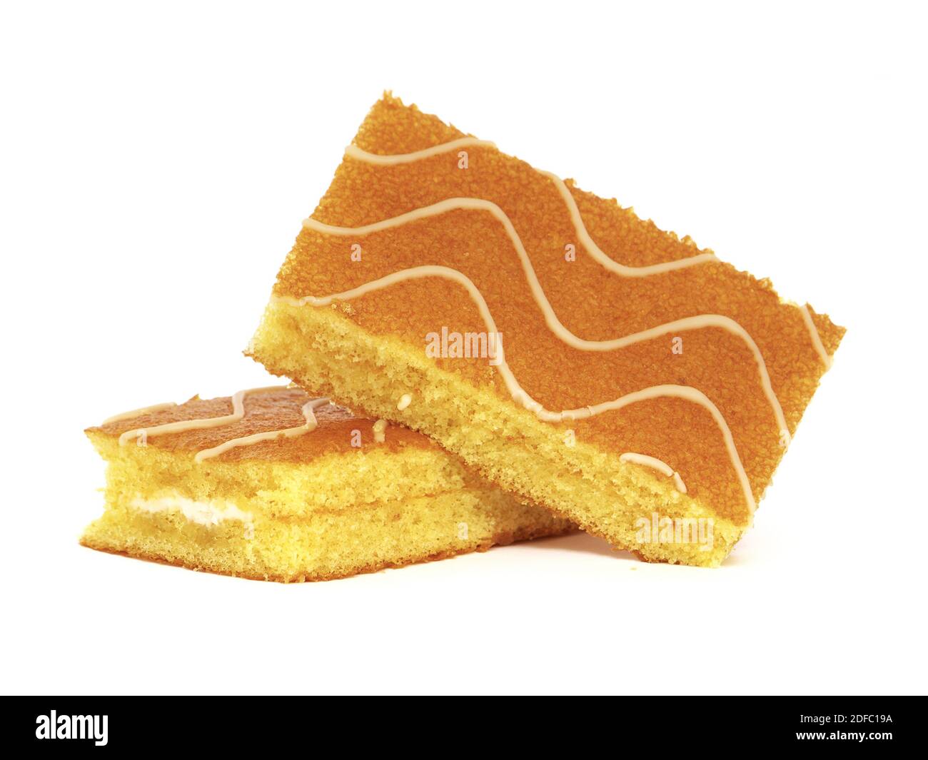 Sponge cake bars with milk cream filling isolated on white Stock Photo ...