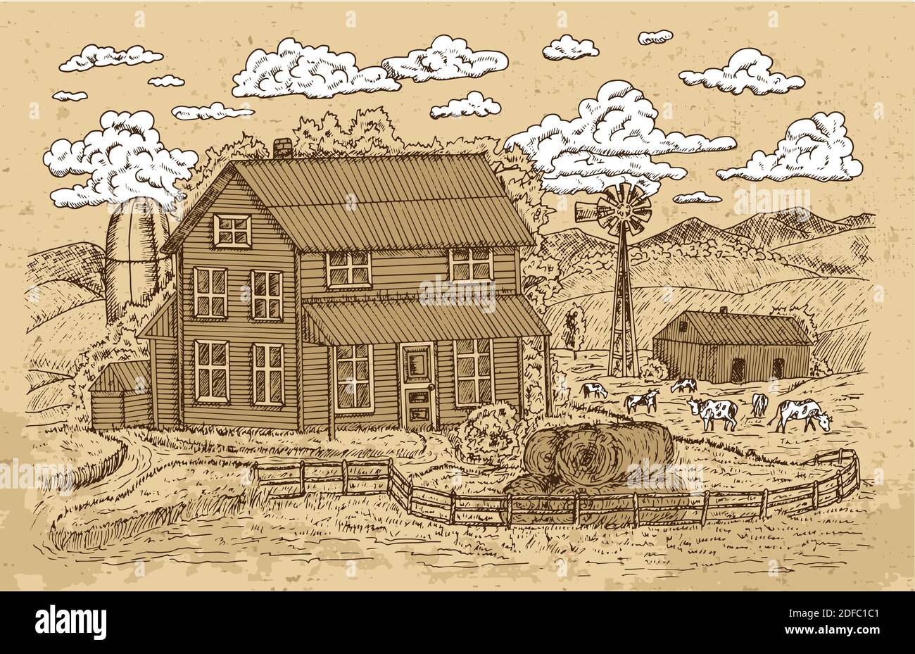 Black vintage engraving, hand drawn design illustrations for label ...