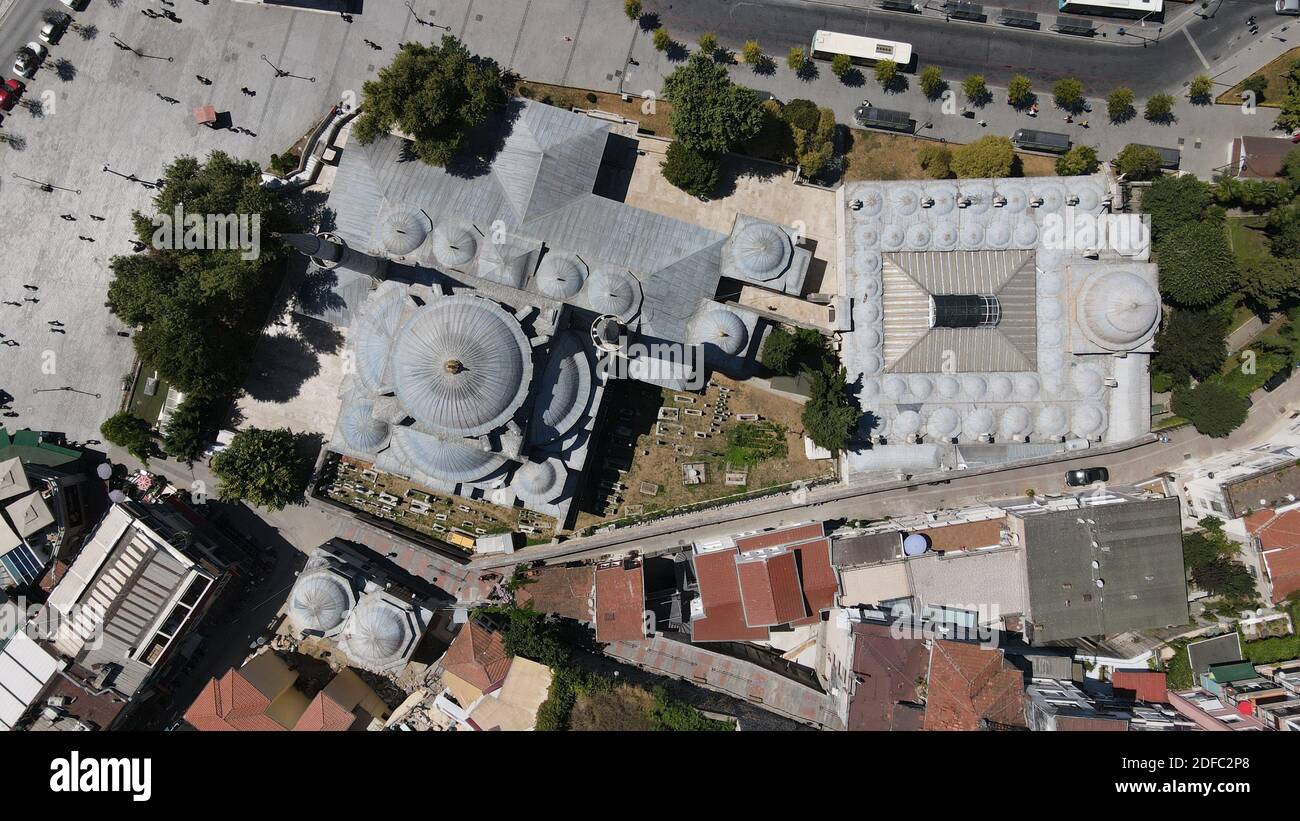 An aerial shot of Suleymaniye Islamic Muslim Mosque in Istanbul, Turkey ...
