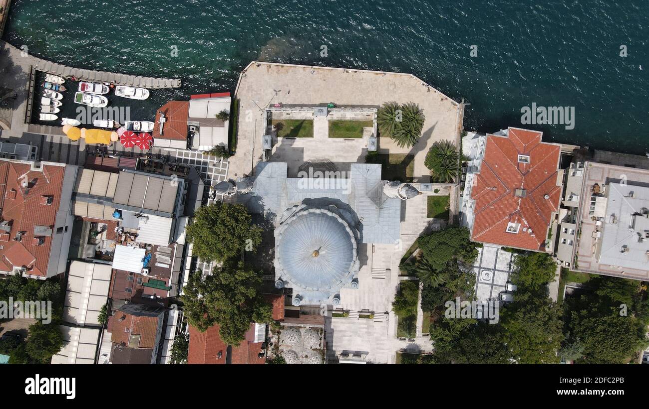 An aerial shot of Suleymaniye Islamic Muslim Mosque in Istanbul, Turkey ...