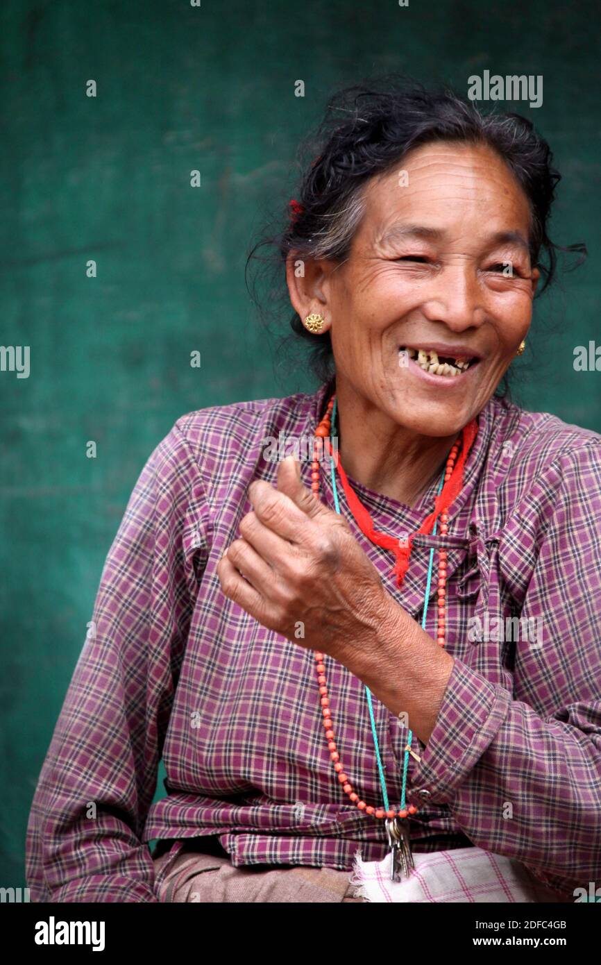 Nepal, portrait of Newar Nepalese woman Stock Photo - Alamy