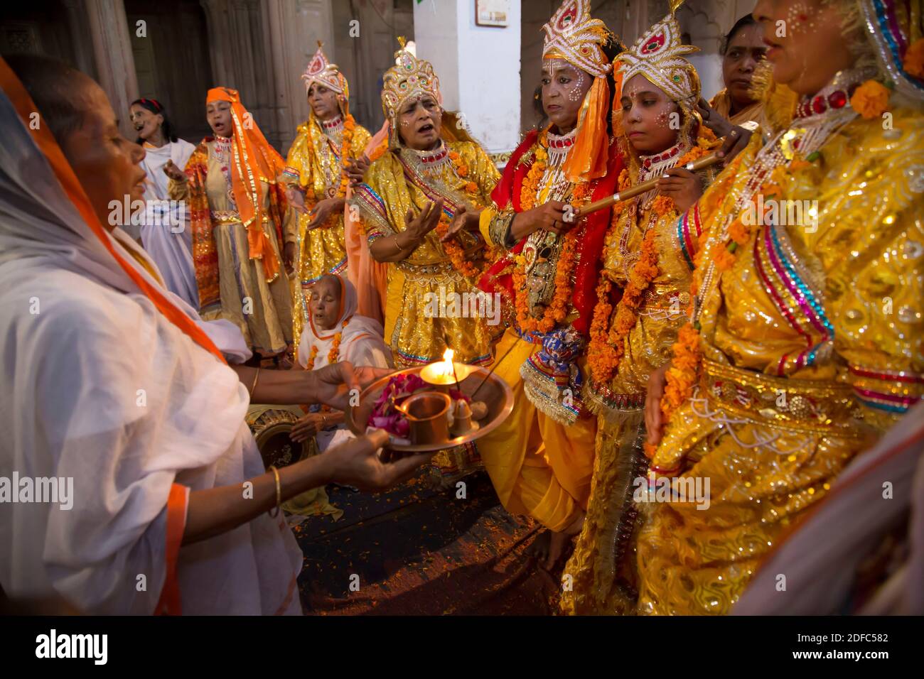 India, Indian Hindu Widows celebrating Janmashtami in Vrindavan ashrams ...