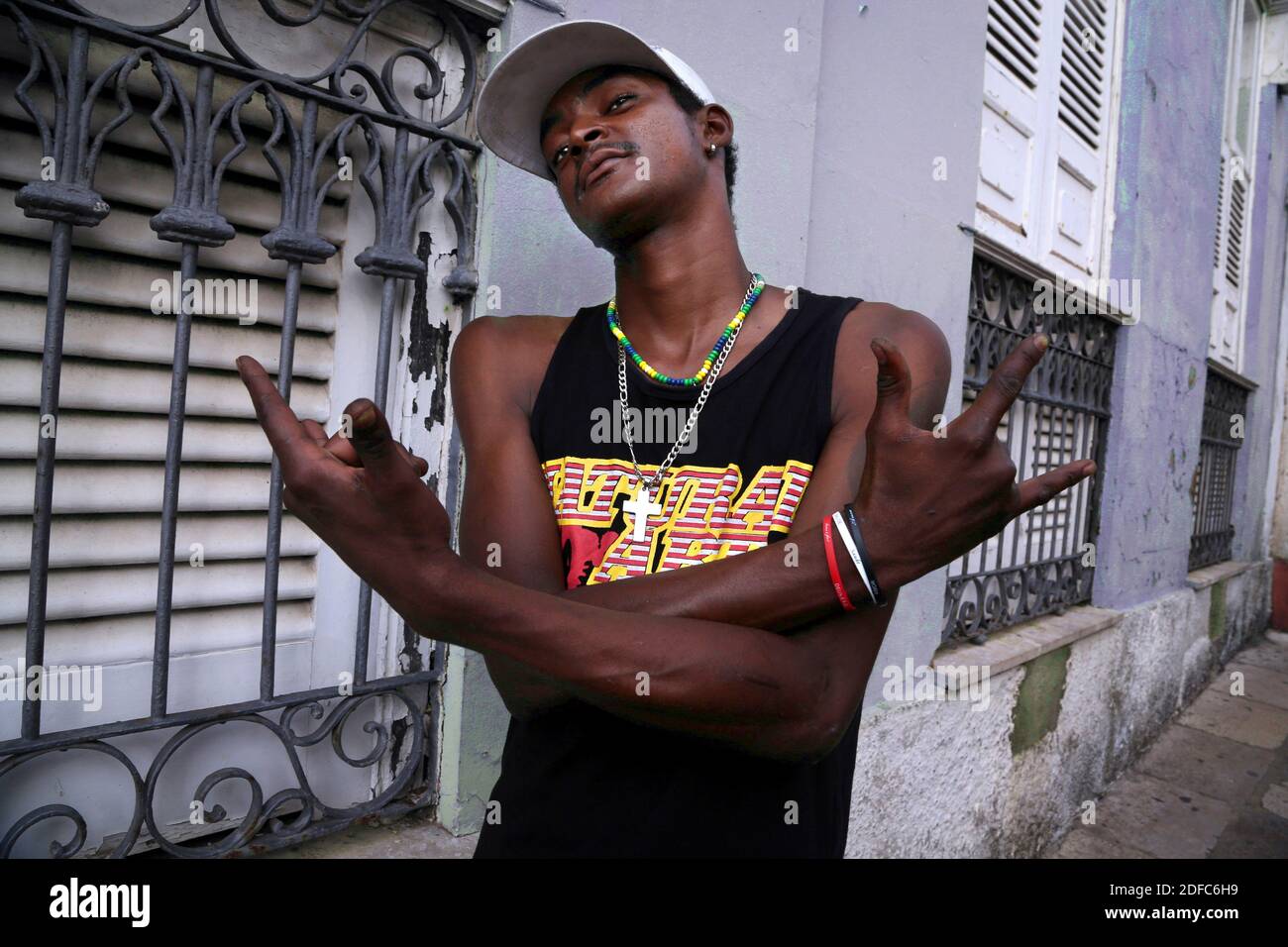 Brazil, Maranhao, Brazilian in a street of San Luis Stock Photo - Alamy