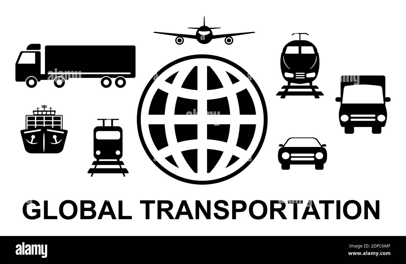 Illustration of a global transportation concept Stock Photo - Alamy