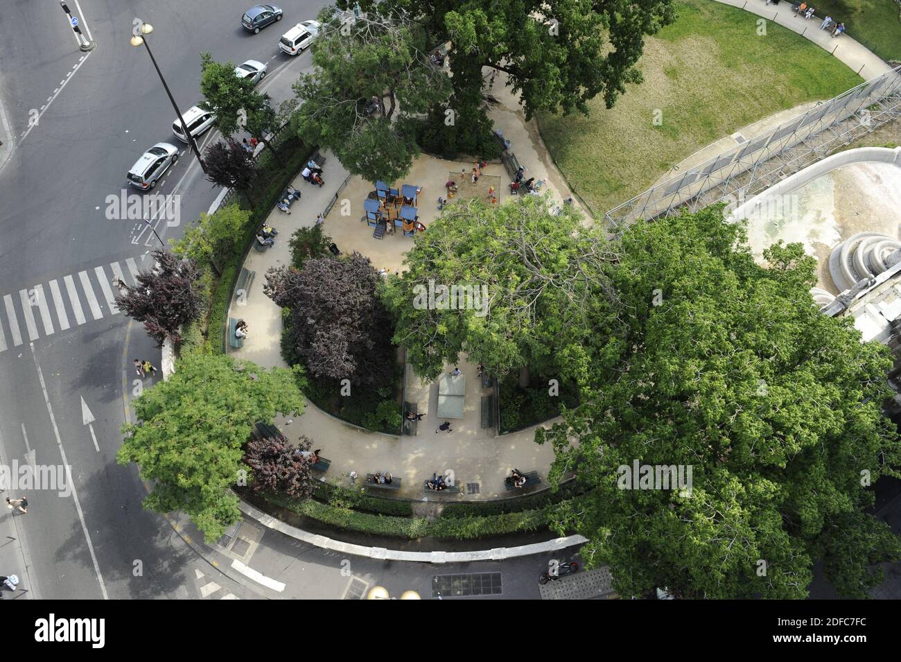 France, Paris, France, Paris (75), square de la Trinit? (aerial view ...